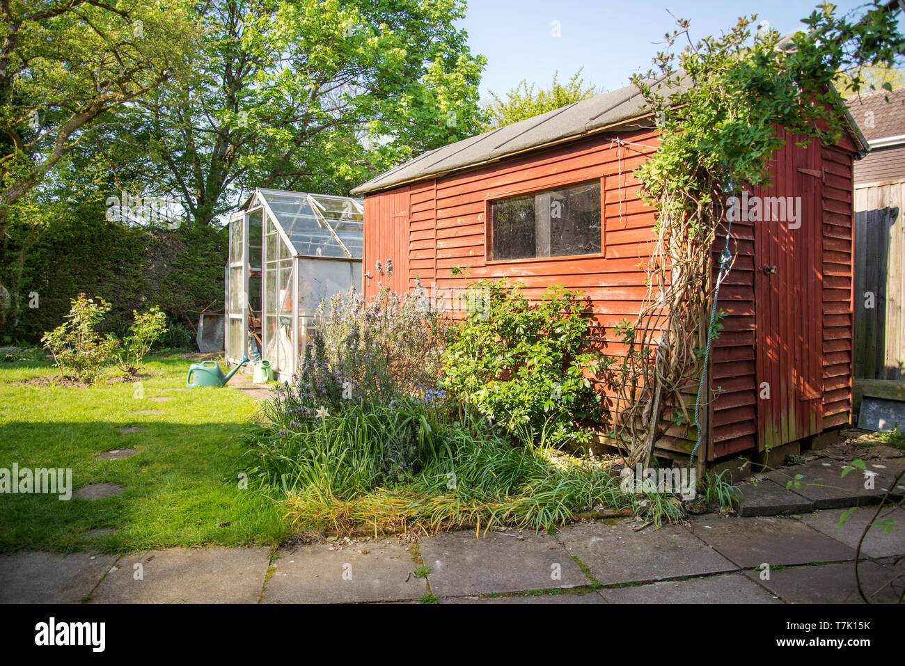 A typical scene in a suburban garden in England and the United Kingdom ...
