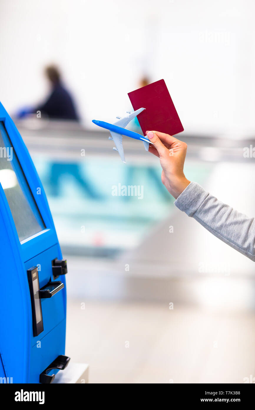 Terminal for self-check-in for flight or buying airplane tickets at ...