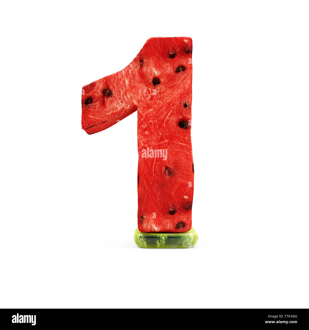 Watermelon Numbers isolated on white background (Number 1 Stock Photo ...
