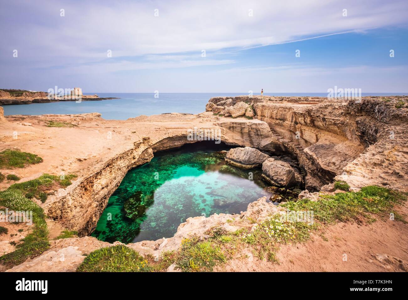 Italy, Apulia, Salento region, Roca Vecchia, Cave of Poetry (Grotta ...