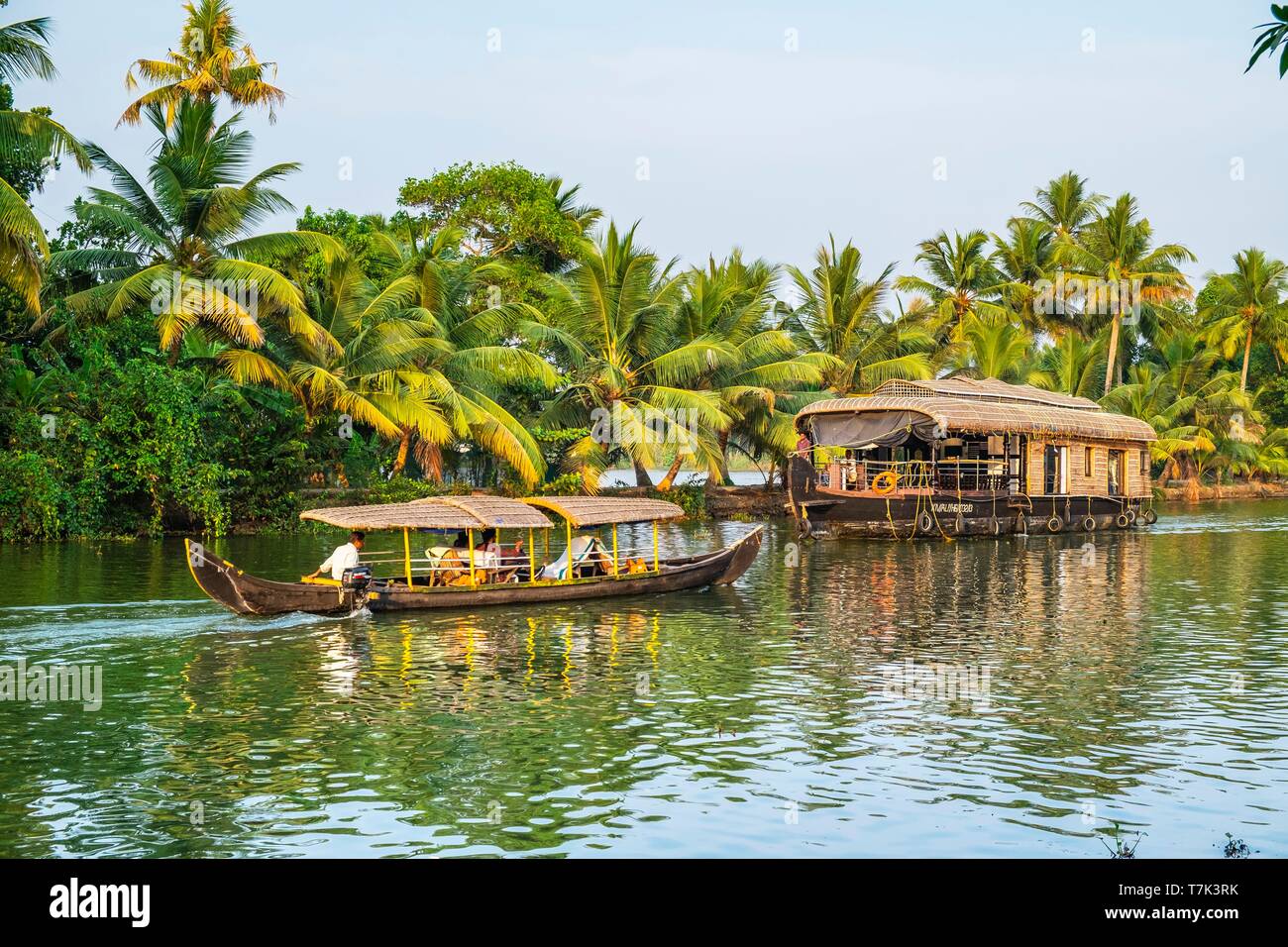 India, state of Kerala, Kumarakom, village set in the backdrop of the ...