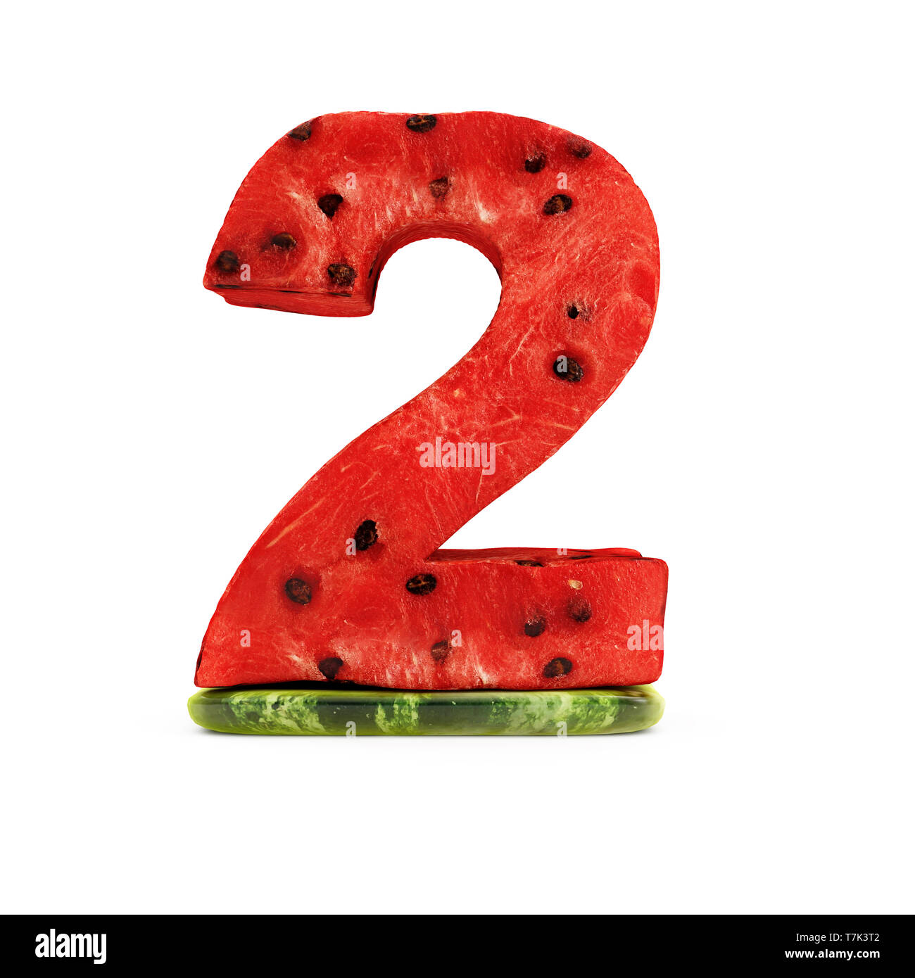 Watermelon Numbers isolated on white background (Number 2 Stock Photo ...