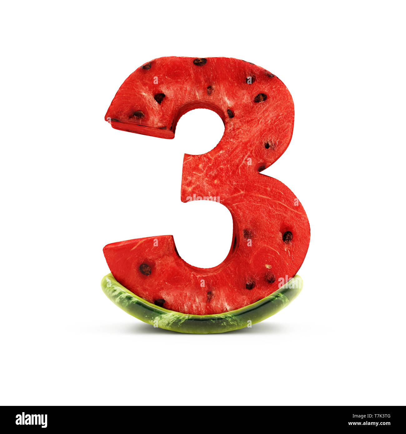Watermelon Numbers isolated on white background (Number 3 Stock Photo ...