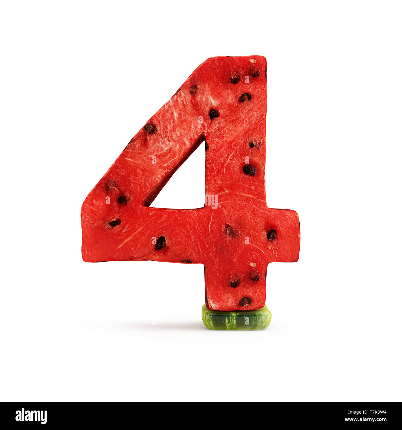 Watermelon Numbers isolated on white background (Number 4 Stock Photo ...