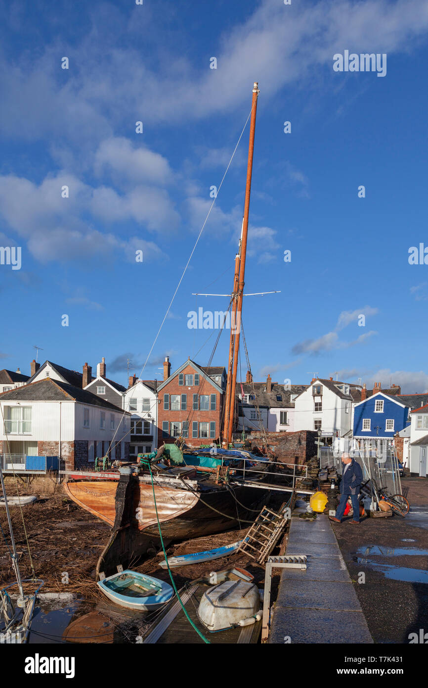 The stern of the Vigilant, a partly restored Thames Barge, on the banks ...