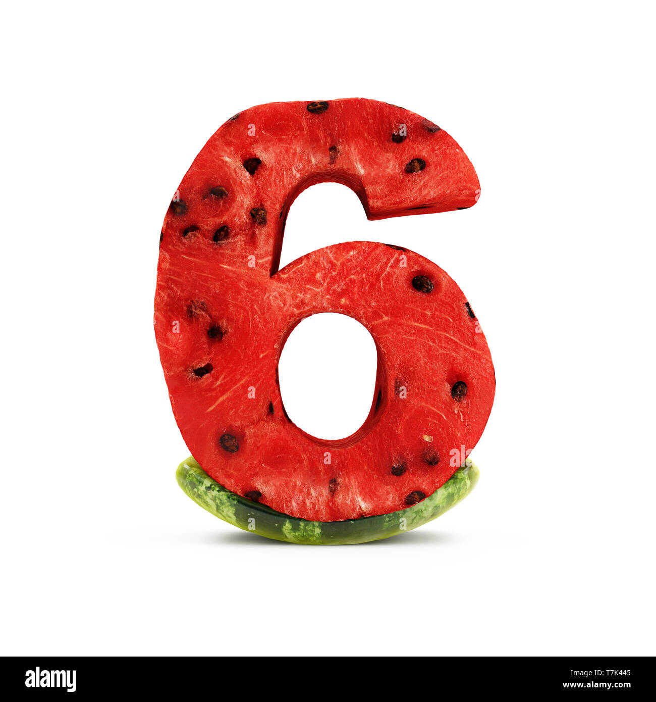 Watermelon Numbers isolated on white background (Number 6 Stock Photo ...