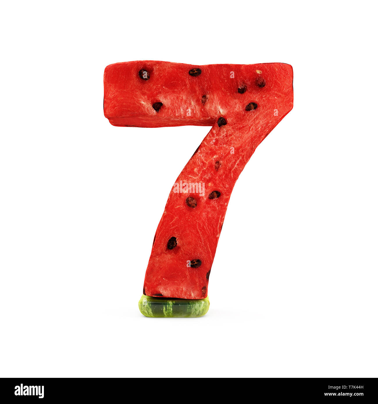 Watermelon Numbers isolated on white background (Number 7 Stock Photo ...