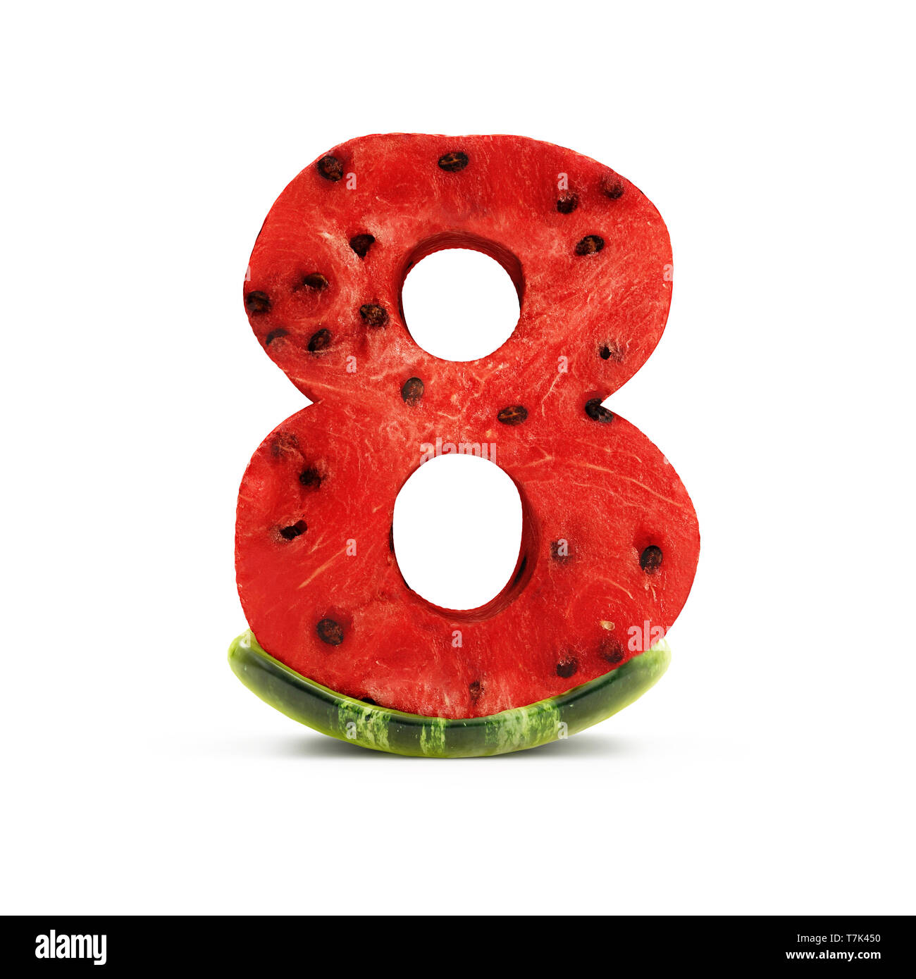 Watermelon Numbers isolated on white background (Number 8 Stock Photo ...
