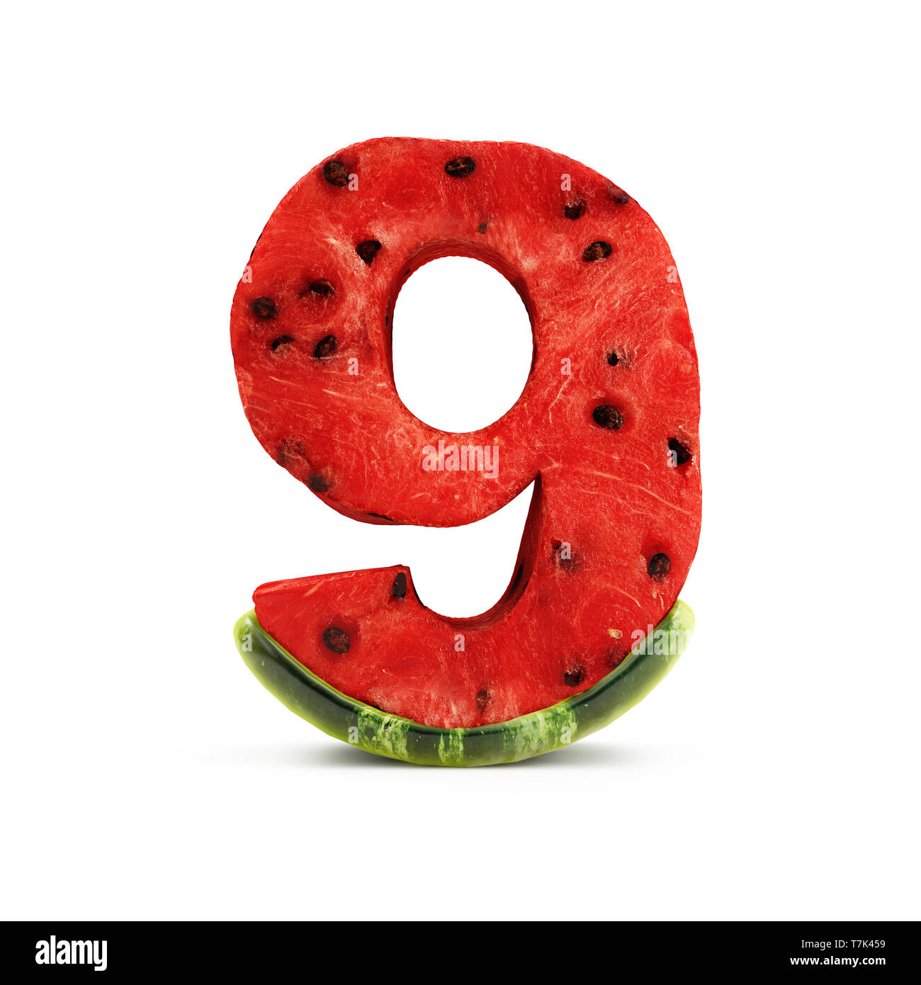 Watermelon Numbers isolated on white background (Number 9 Stock Photo ...
