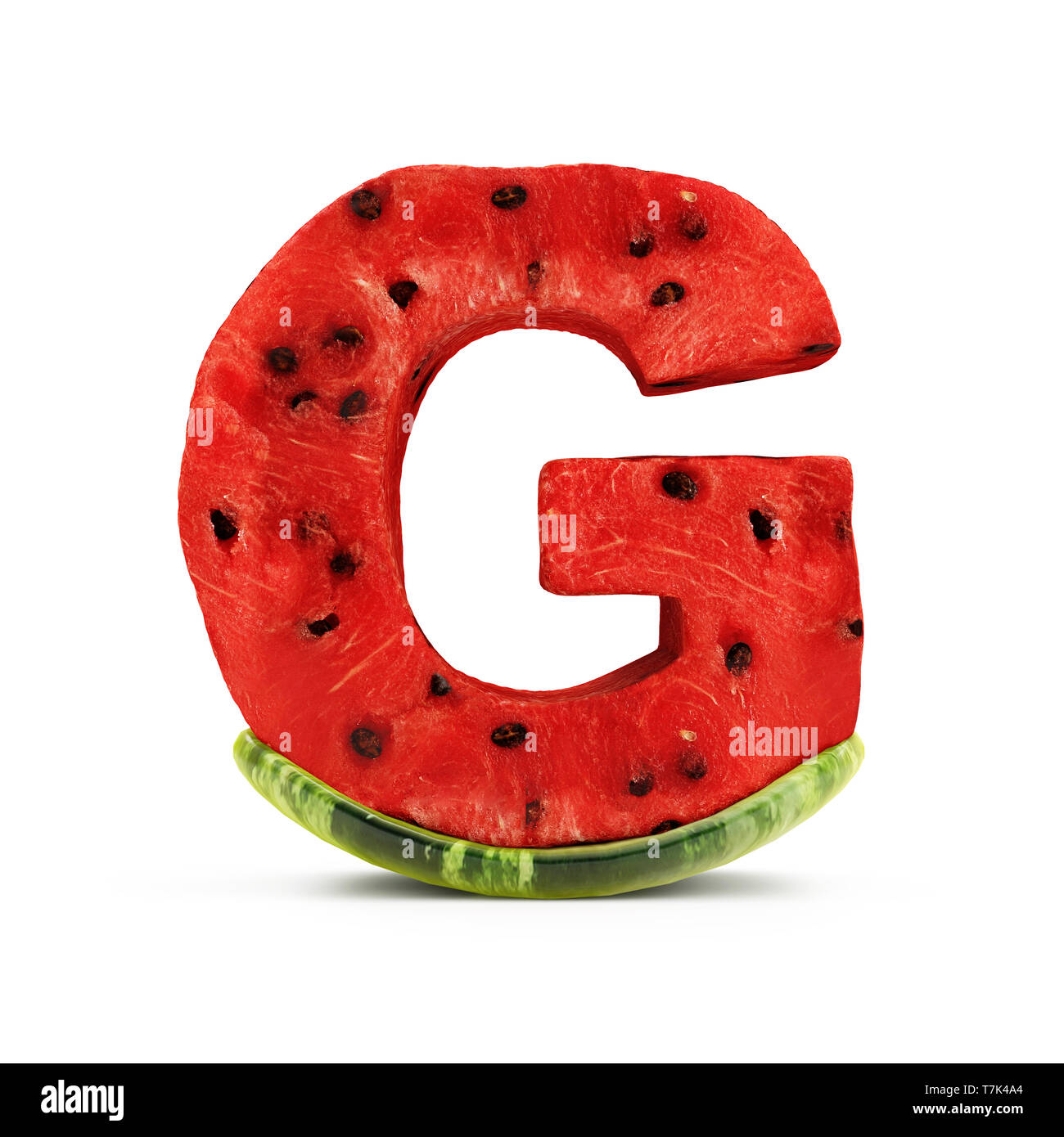 Watermelon Alphabet isolated on white background (Letter G Stock Photo ...