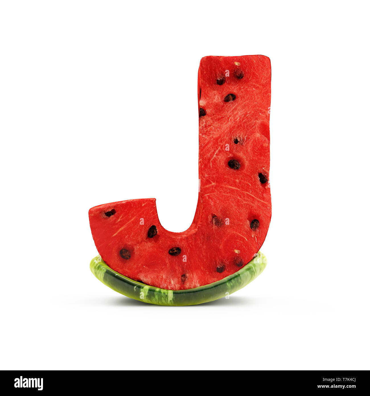 Watermelon Alphabet isolated on white background (Letter J Stock Photo ...