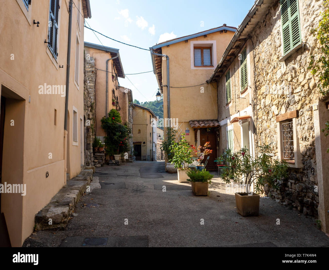 street in traditional small village in French Riviera backcountry Stock ...