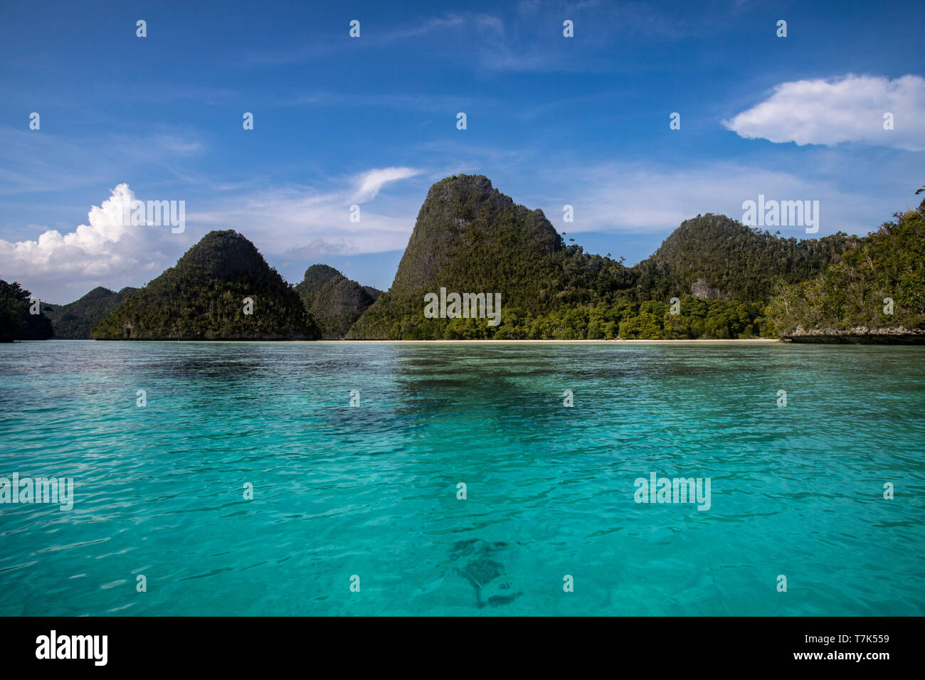 Lagoon and karst limestone formations in Wayag Island, Raja Ampat, West ...