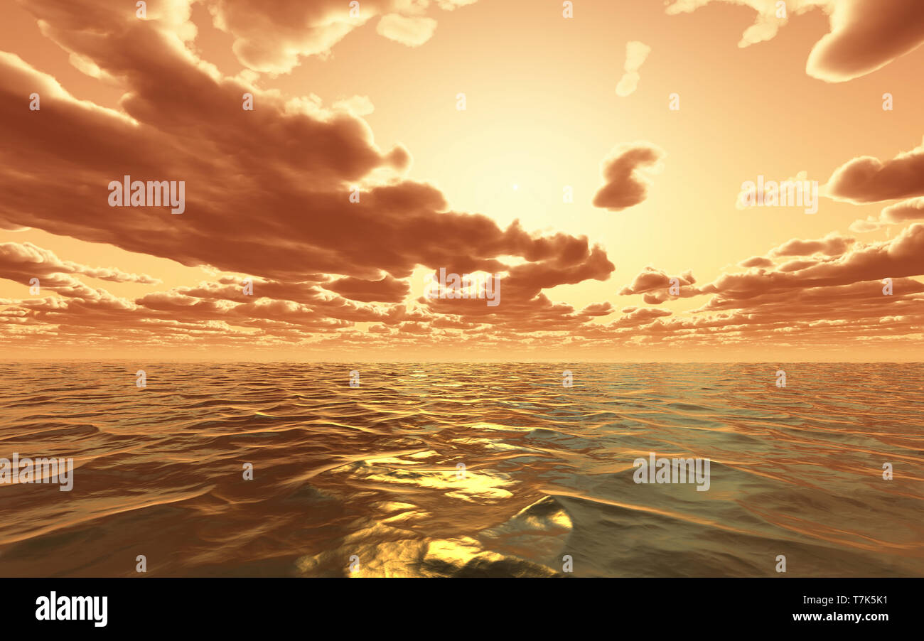 3d render sunset over ocean hi-res stock photography and images - Alamy