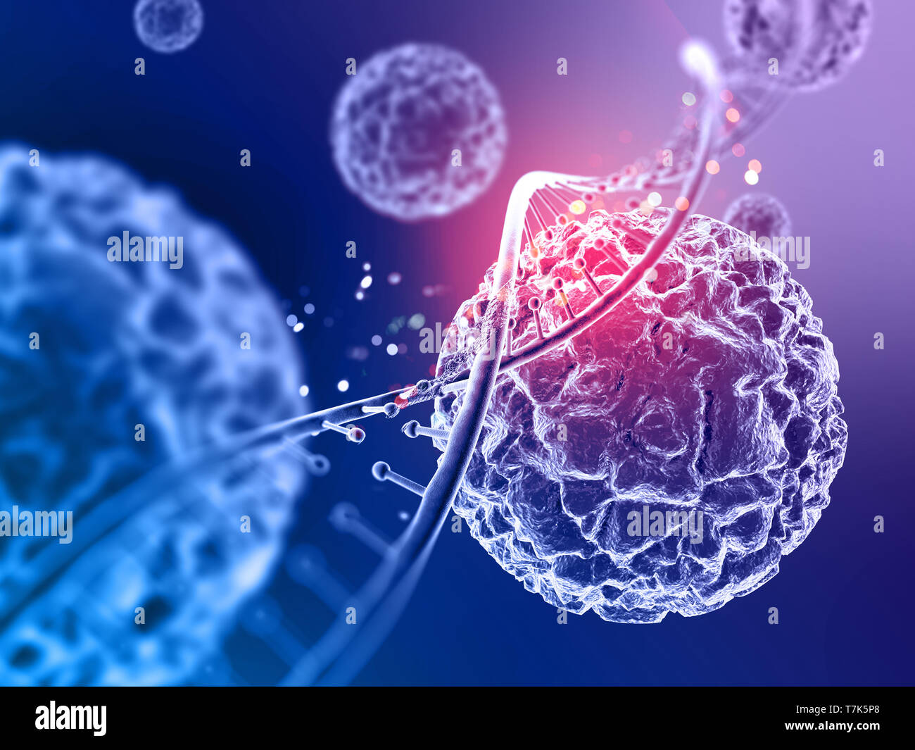 3d render of a medical background with close up of virus cells and DNA ...