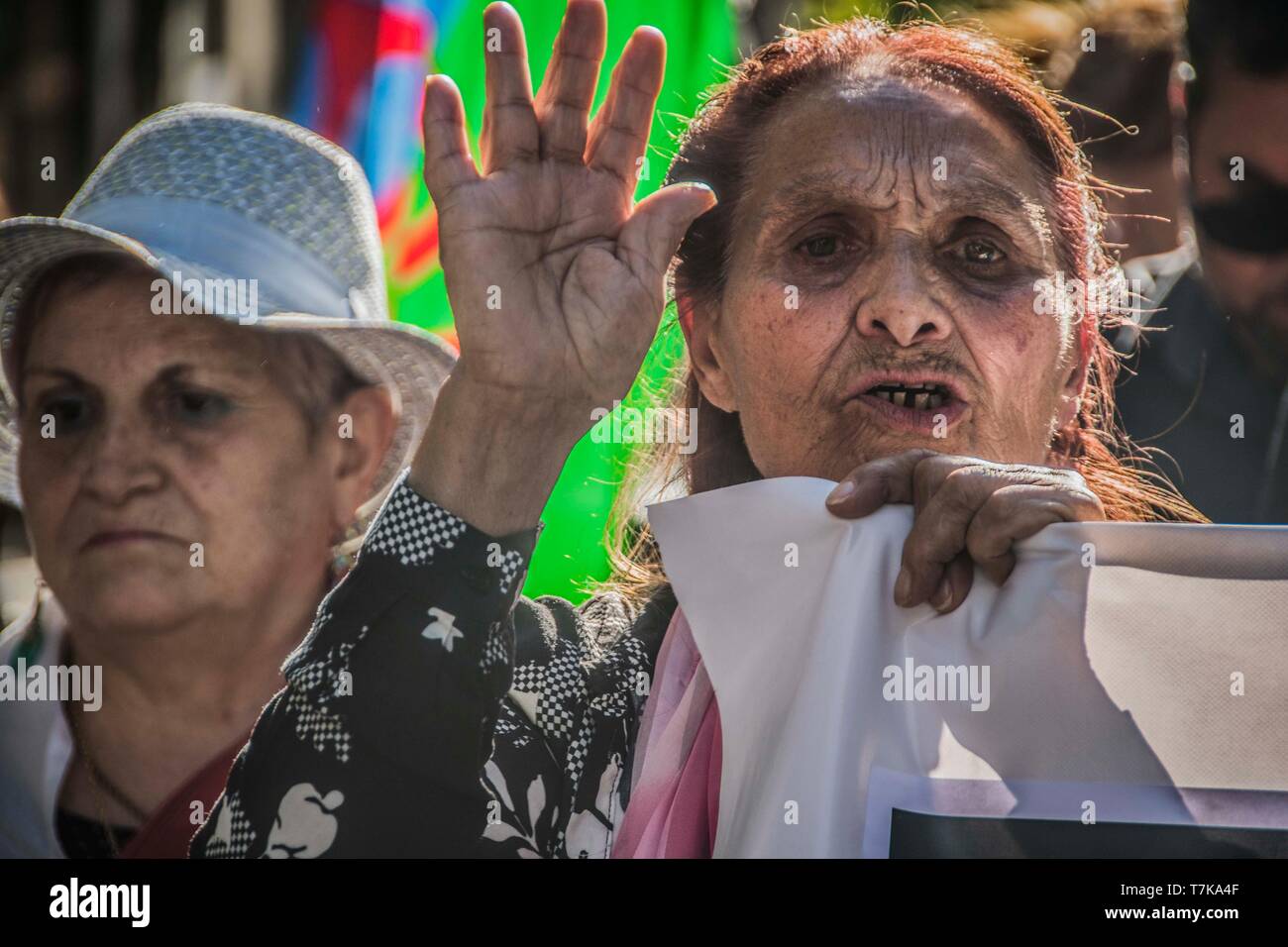 Madrid, Spain. 6th May, 2019. A lady seen in the march against racism ...