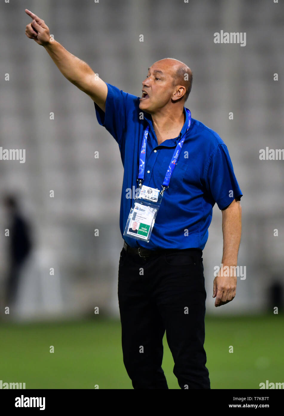 Doha, Qatar. 7th May, 2019. Al Rayyan SC head coach Gilson de Souza ...