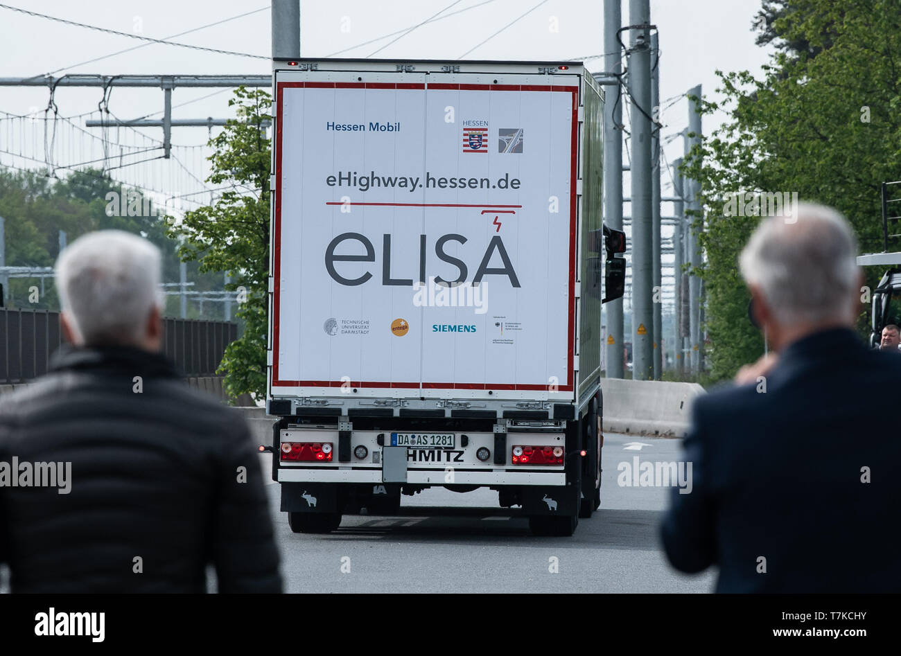 Darmstadt, Germany. 07th May, 2019. The "eHighway.hessen.de" logo can ...