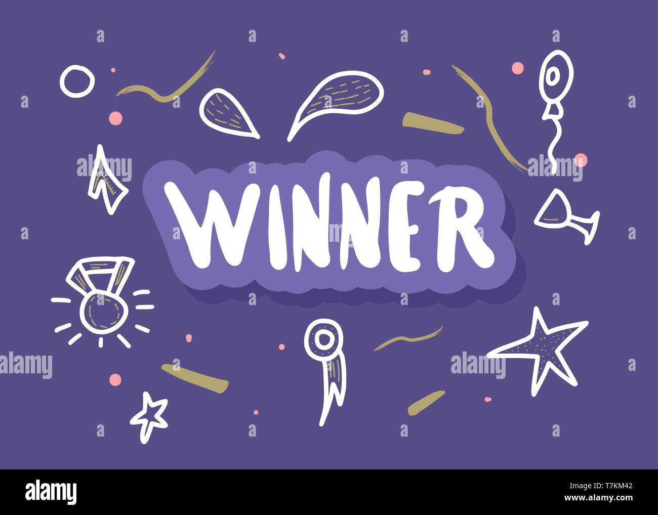 Winner lettering with decoration. Hanwritten sticker quote conceptual ...