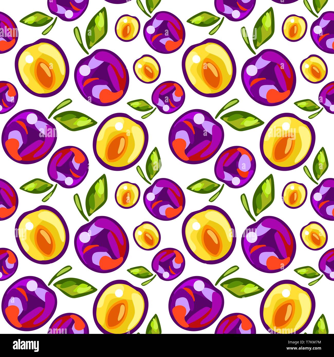 Green plum leaf pattern Stock Vector Images - Alamy