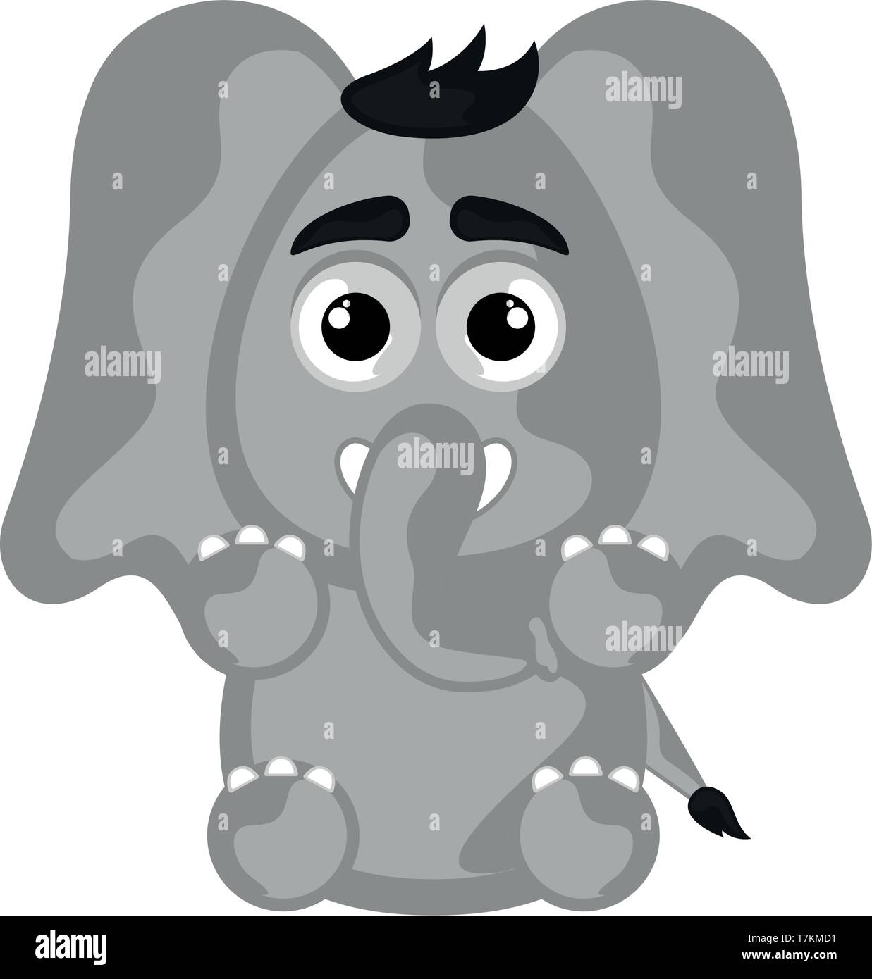 Isolated cute happy elephant on white background Stock Vector Image ...