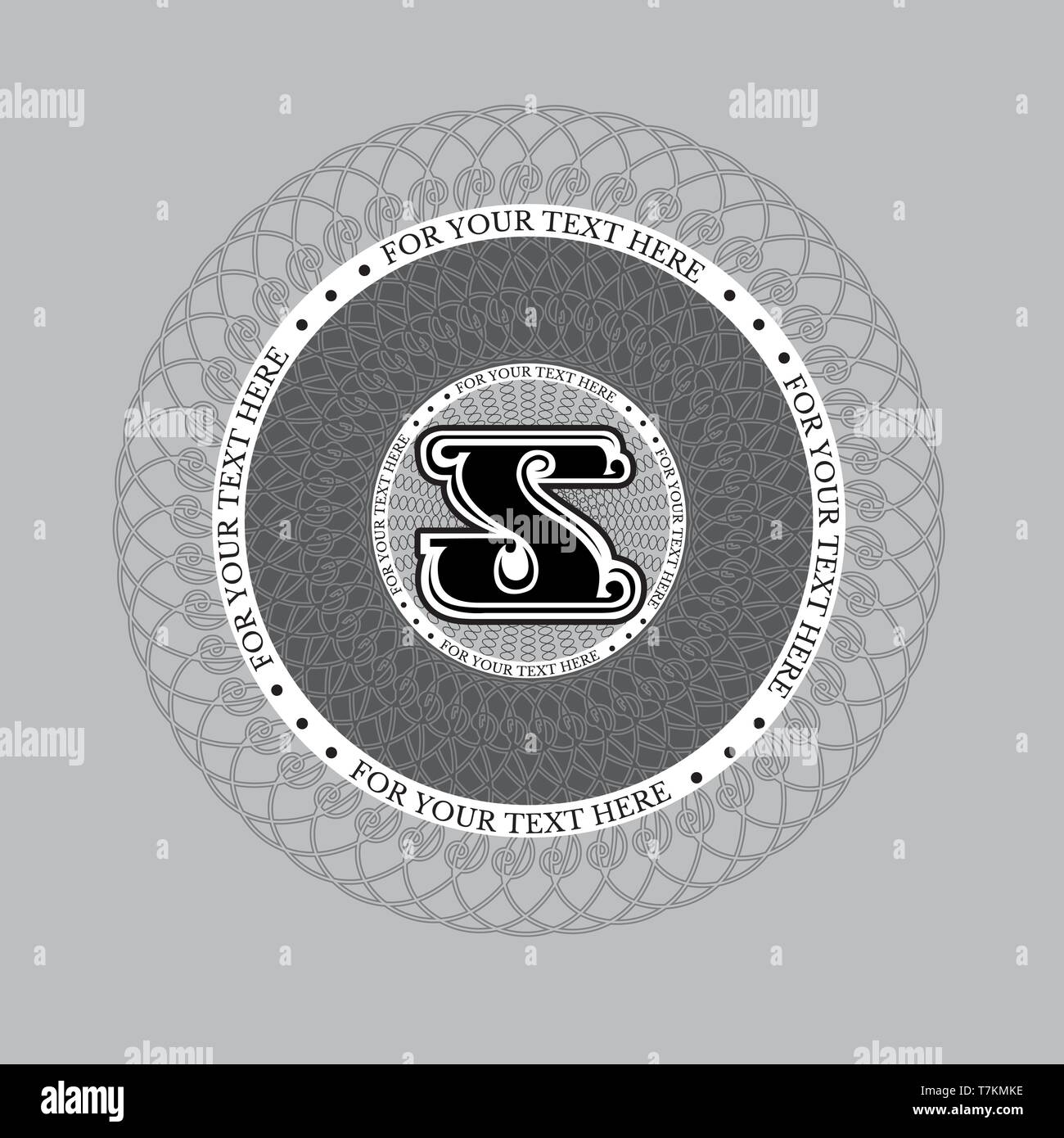 Spirographic Monogram Design Template with capital letter S in center ...