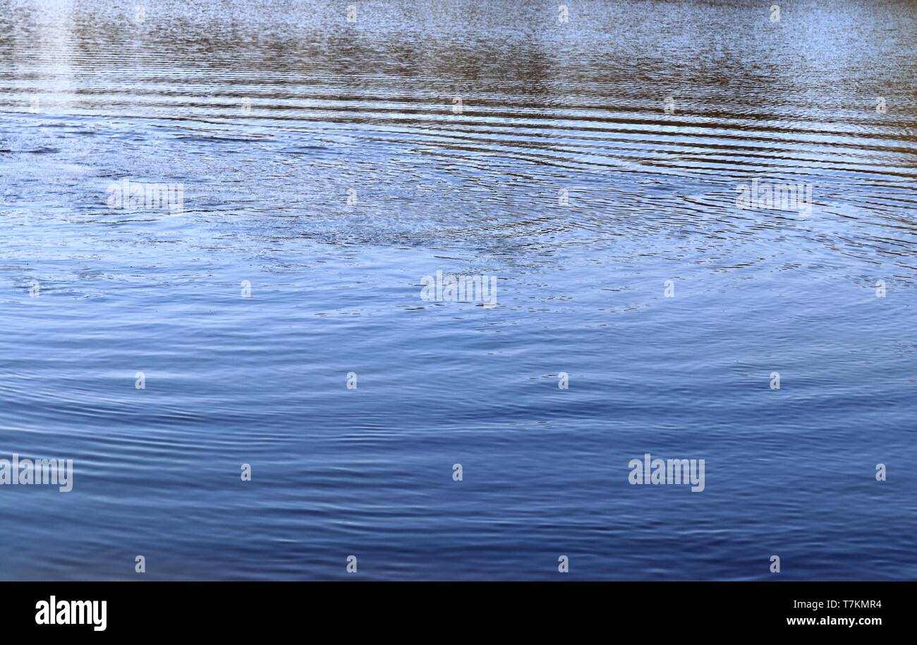 Close up surface of floating water with ripples and waves and some ...