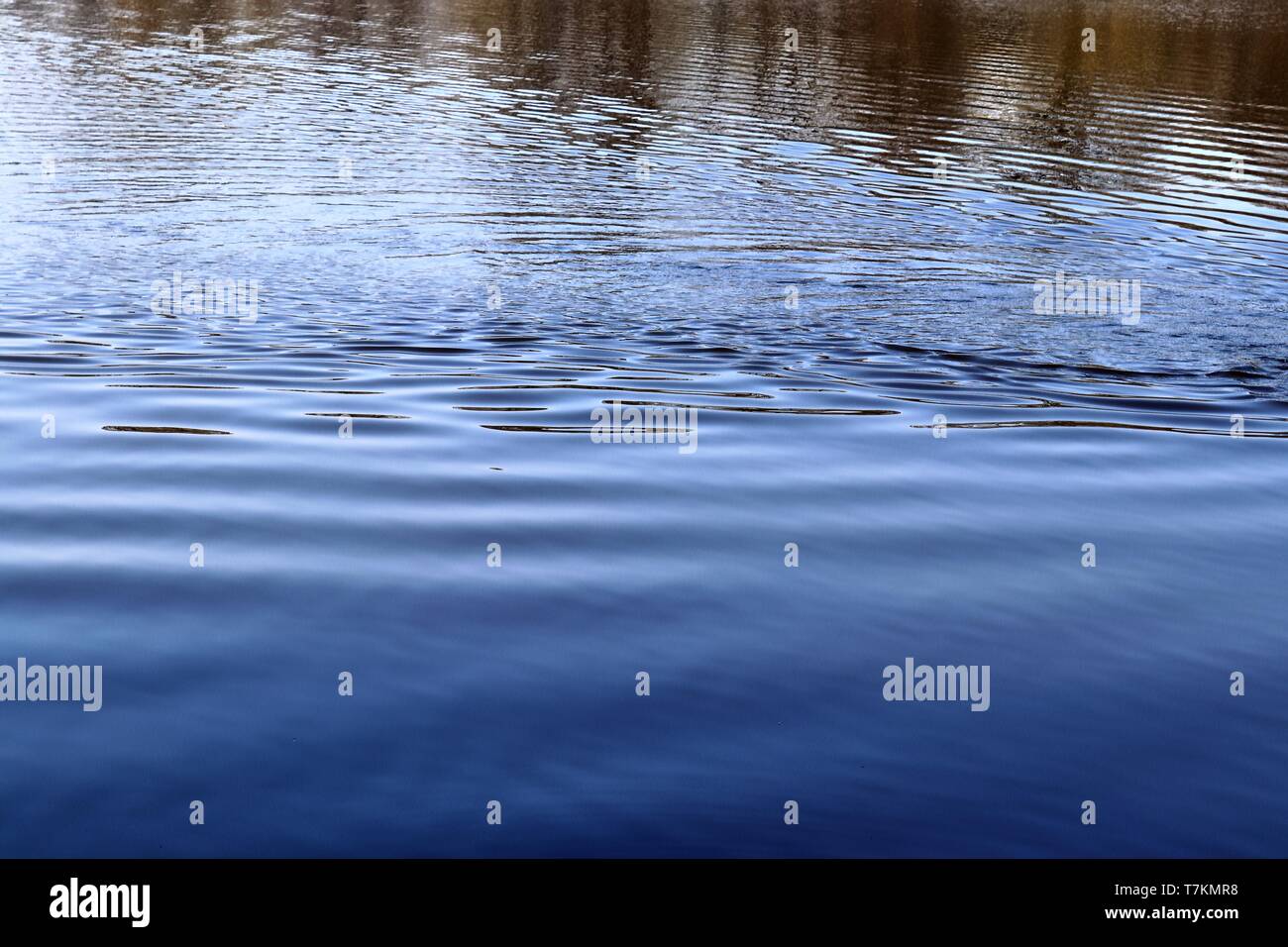 Close up surface of floating water with ripples and waves and some ...
