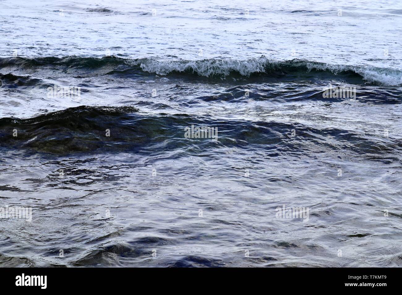 Close up surface of floating water with ripples and waves and some ...
