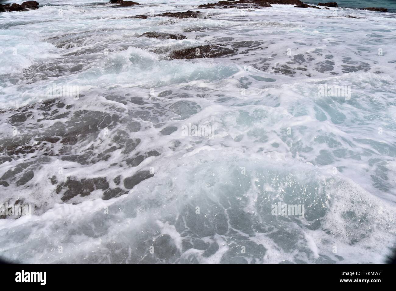 Close up surface of floating water with ripples and waves and some ...