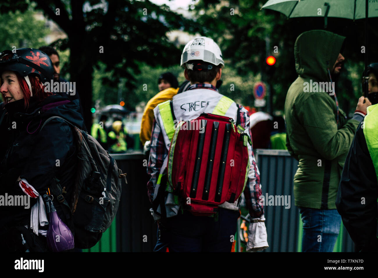 Paris France May 04, 2019 View of French street medic walking in the ...
