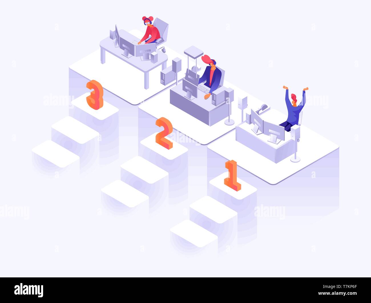 Three professional gamers with modern computers competing in online ...