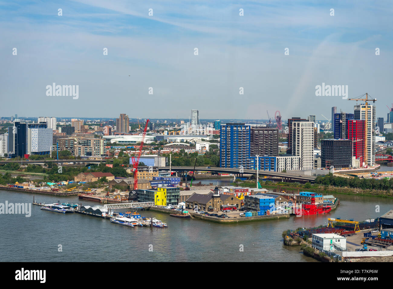 Emirates Air Line cable cars on thames river in London, UK Stock Photo ...