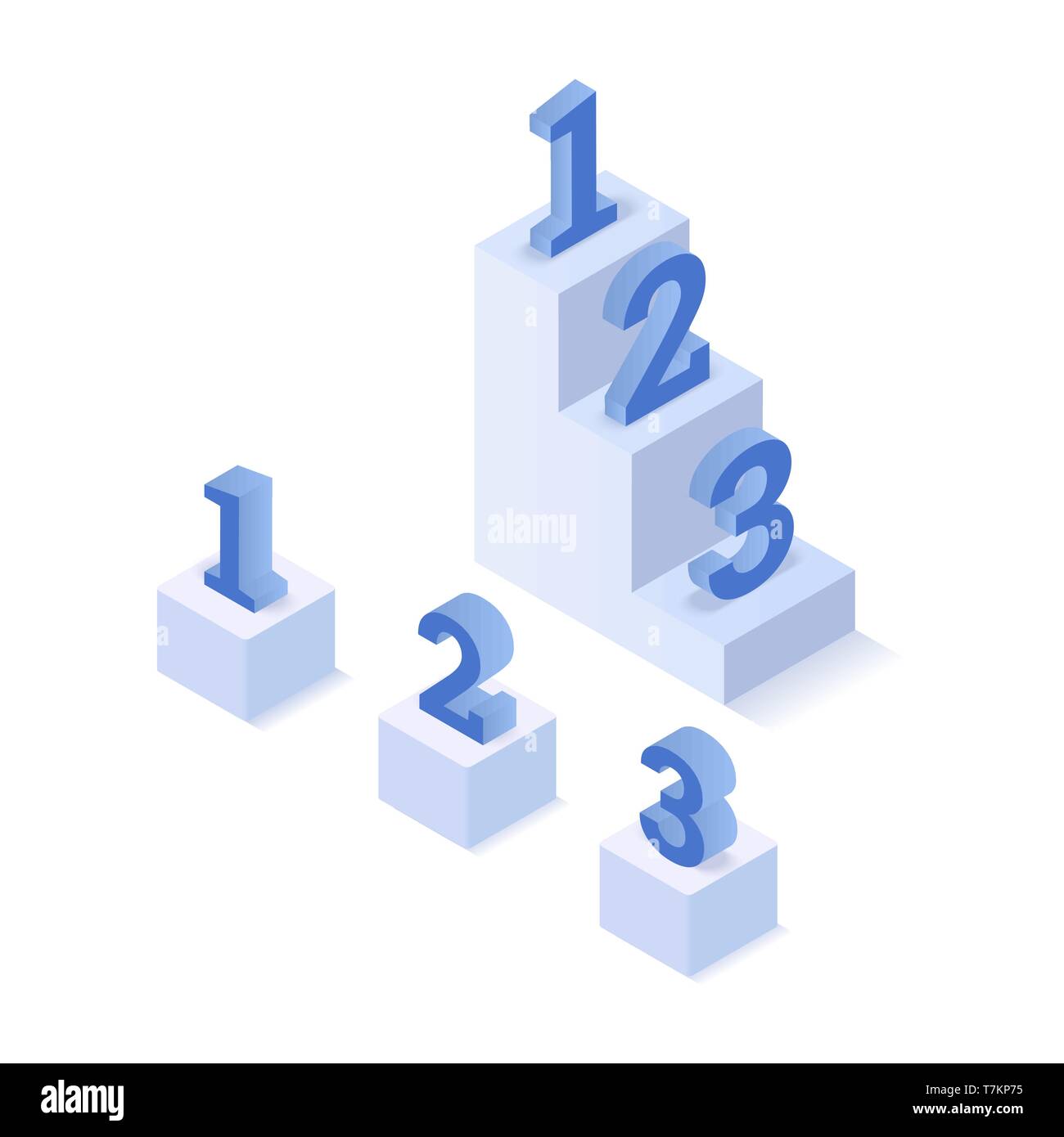 Three steps isometric vector illustration. Winning and success concept ...