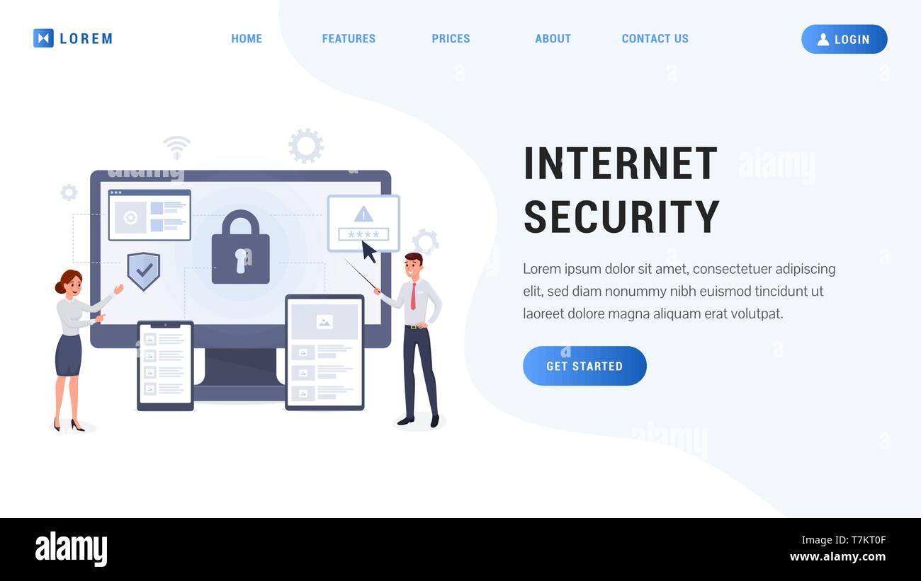 Data and internet security landing page. Can use for banner ...