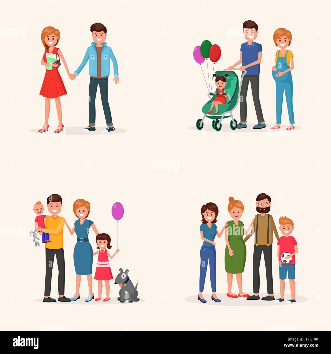 Cheerful family standing in Stock Vector Images - Alamy