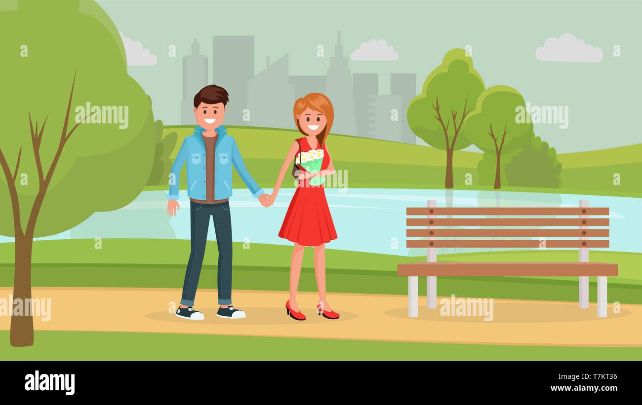 Two Cartoon People Walking