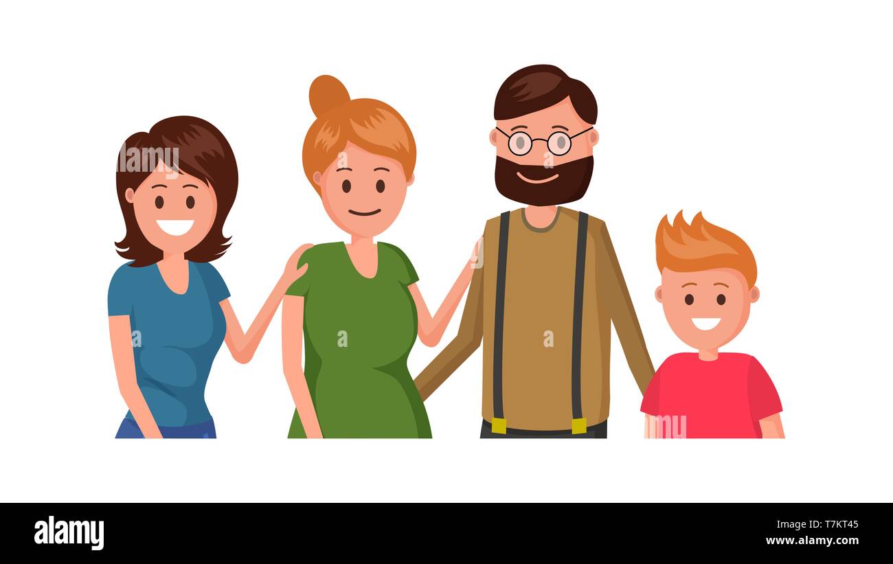 Kids Hugging Parents Cartoon