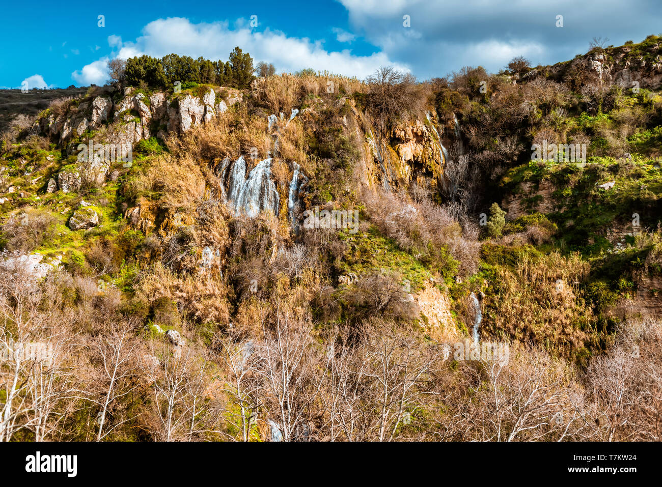 View of Paradision waterfalls near Trozena village. Limassol District ...