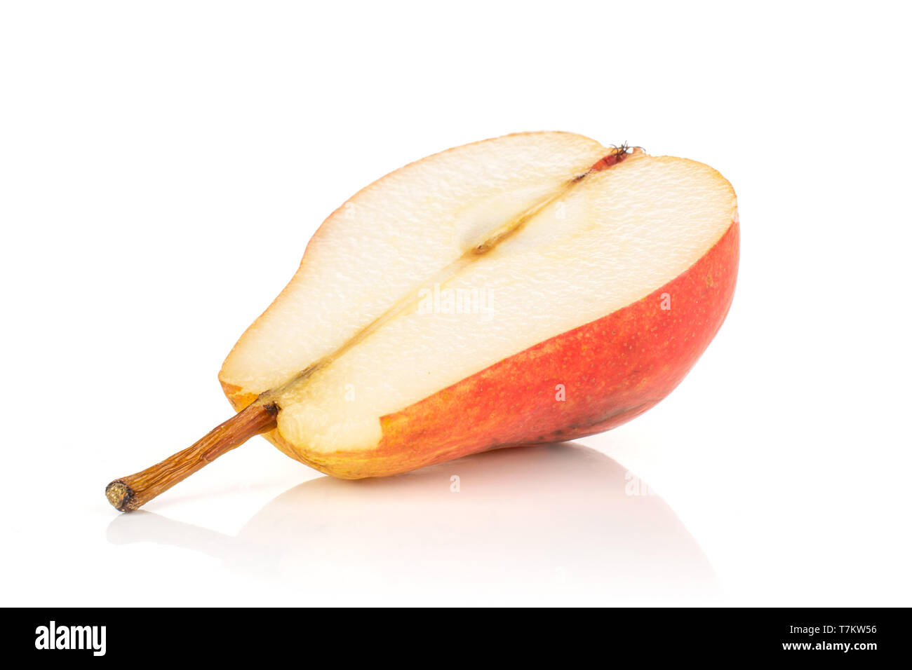 One half of fresh red pear isolated on white background Stock Photo - Alamy