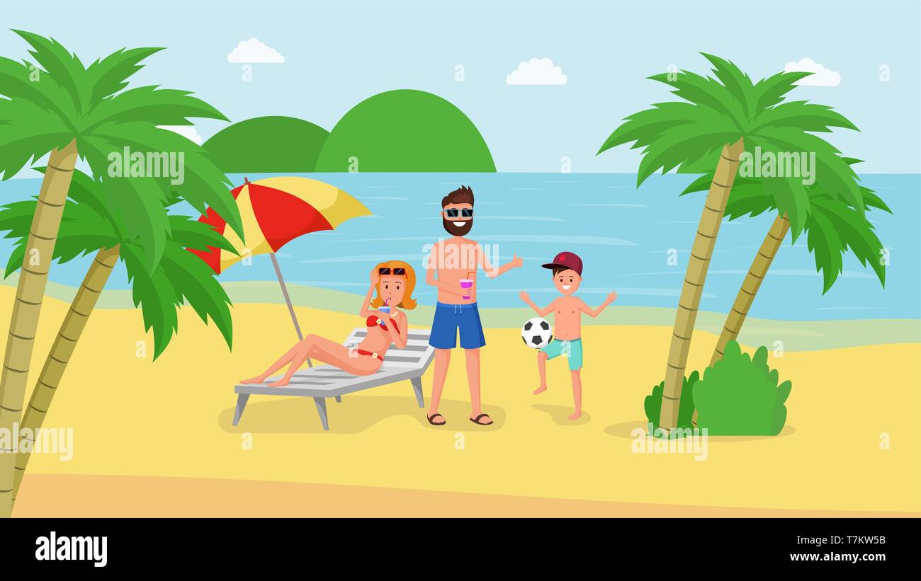 Family on vacation or on weekend flat style vector illustration Stock ...