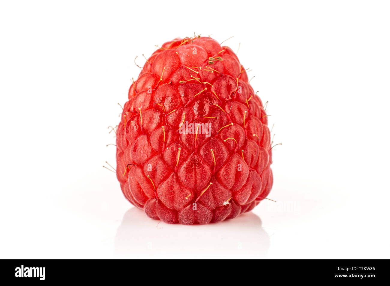 One whole fresh red raspberry isolated on white background Stock Photo ...