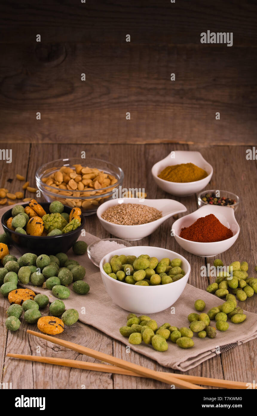 Wasabi coated peanuts hi-res stock photography and images - Alamy
