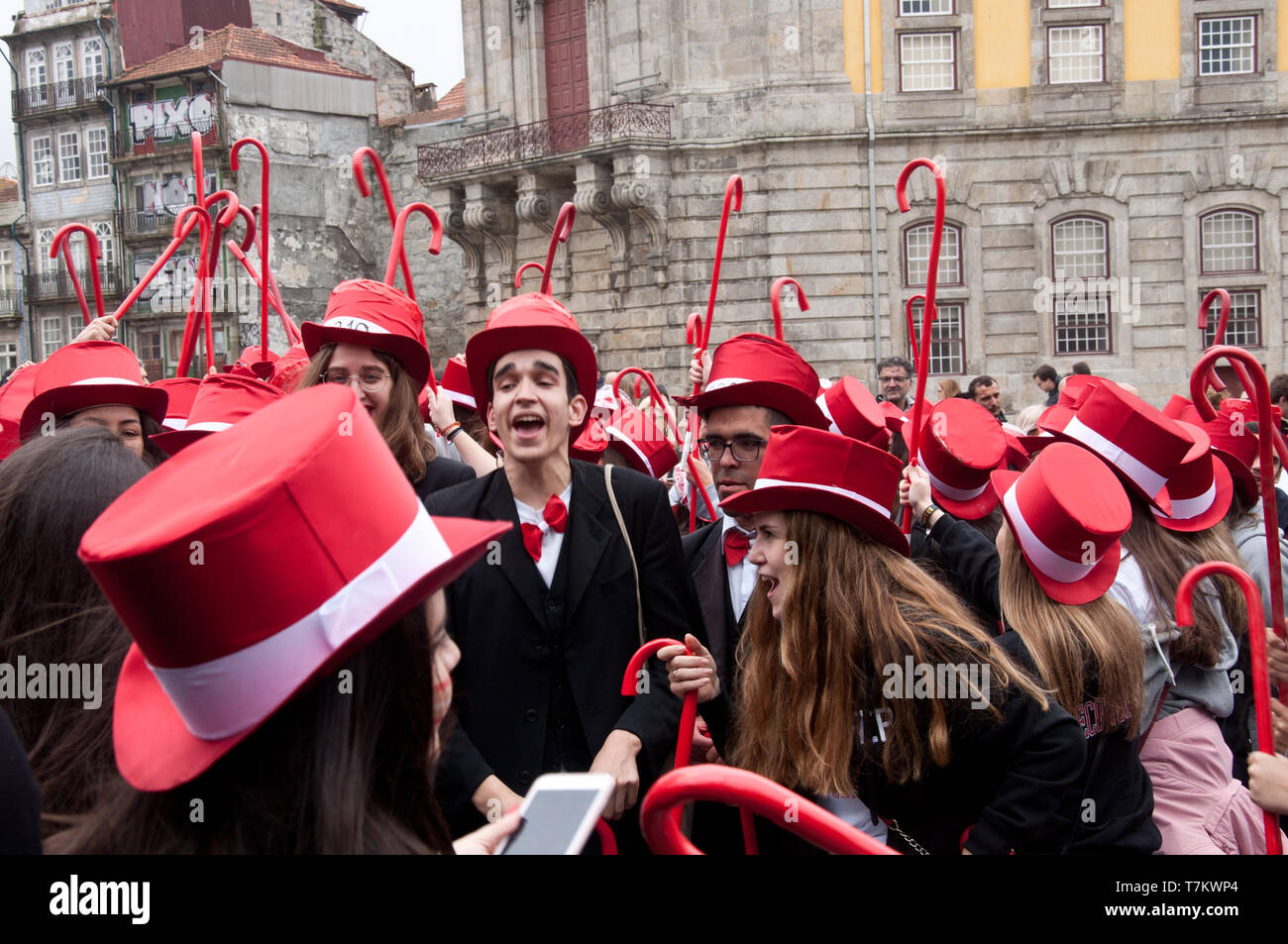 Senior students celebrating their graduation in a public event known as ...