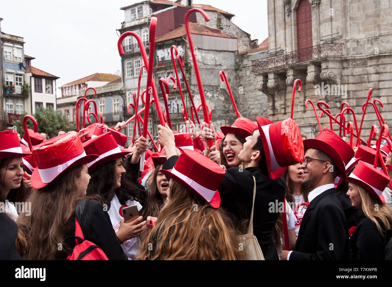 Senior students celebrating their graduation in a public event known as ...