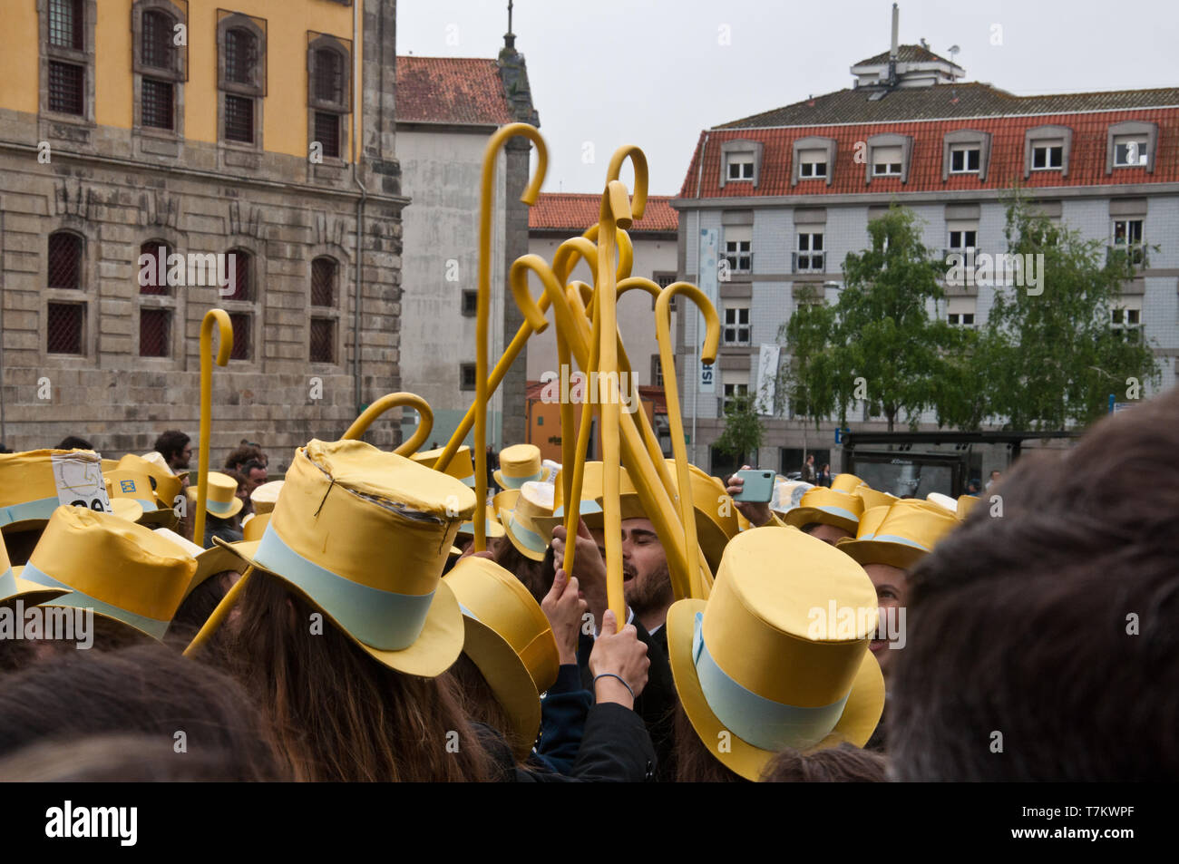 Senior students celebrating their graduation in a public event known as ...