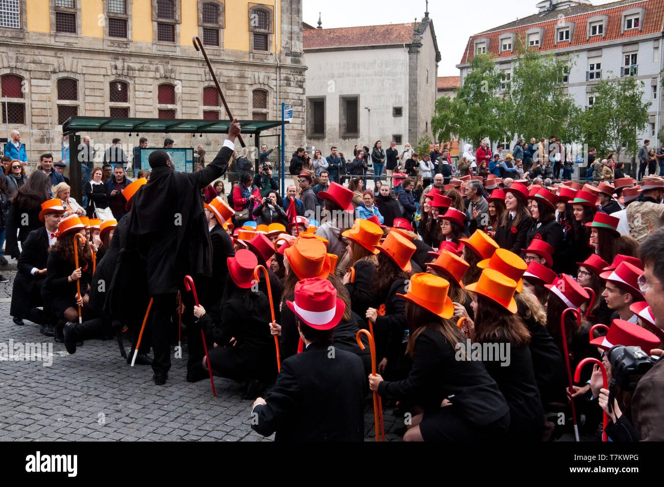 Senior students celebrating their graduation in a public event known as ...