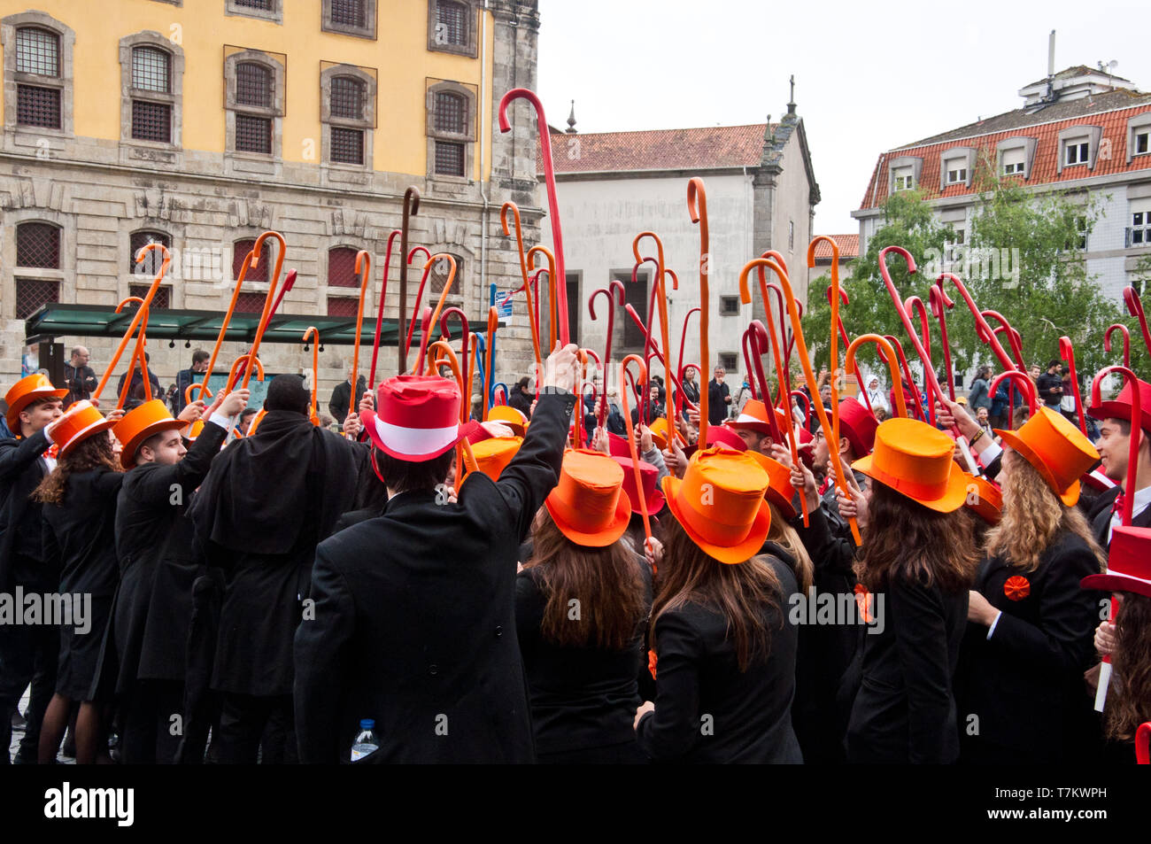 Senior students celebrating their graduation in a public event known as ...