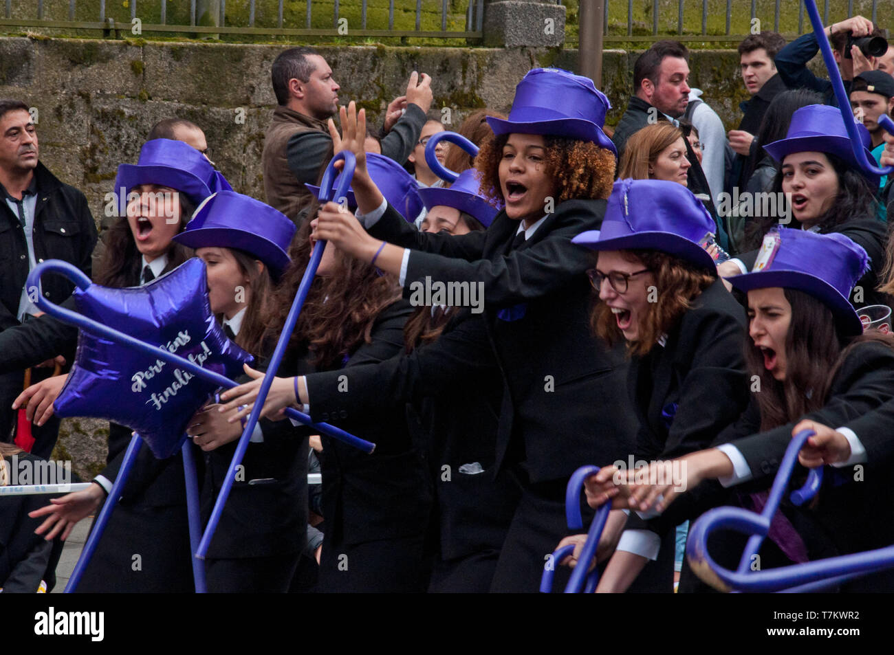 Senior students celebrating their graduation in a public event known as ...