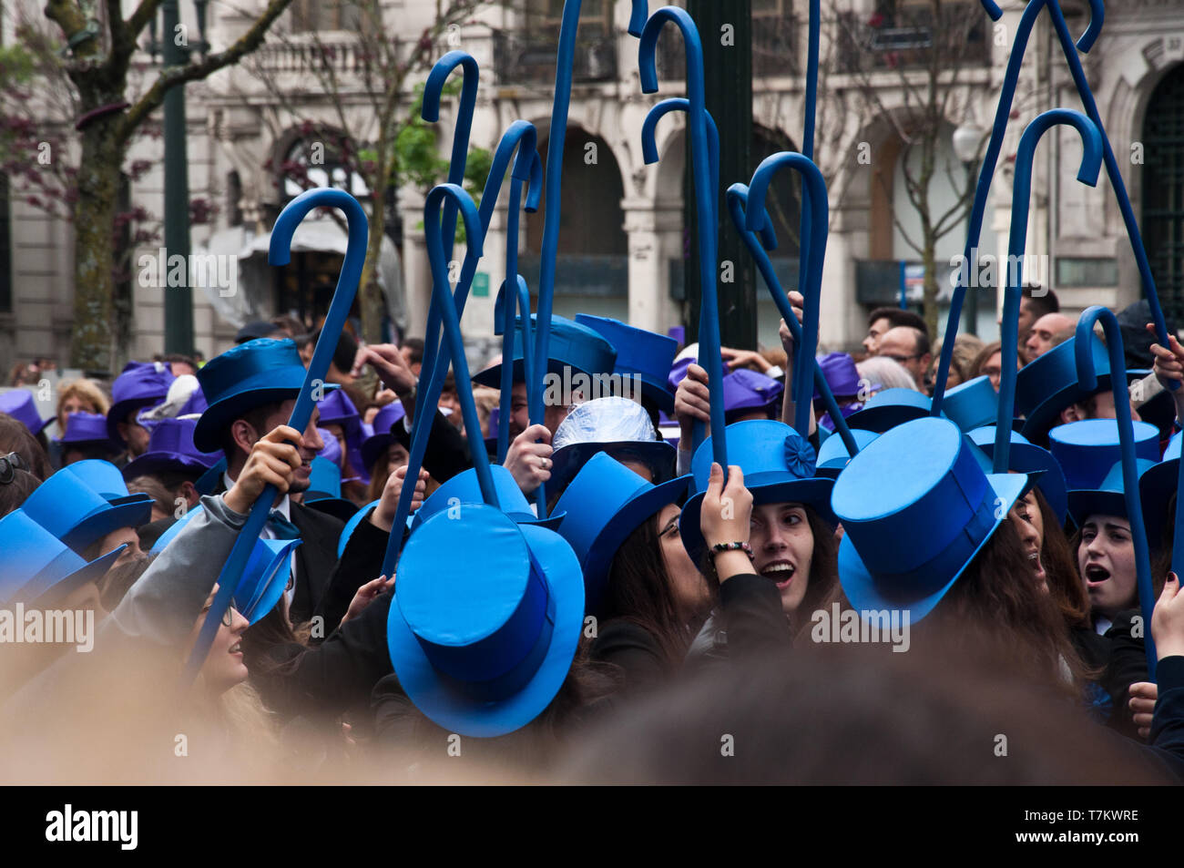 Senior students celebrating their graduation in a public event known as ...